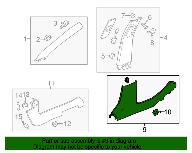 23222762 - Jet Black Driver Side Center Pillar Lower Trim Panel 2014 ...