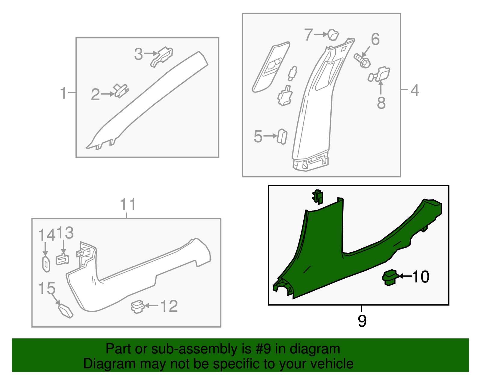 23222761 - Dark Titanium Driver Side Center Pillar Lower Trim Panel ...