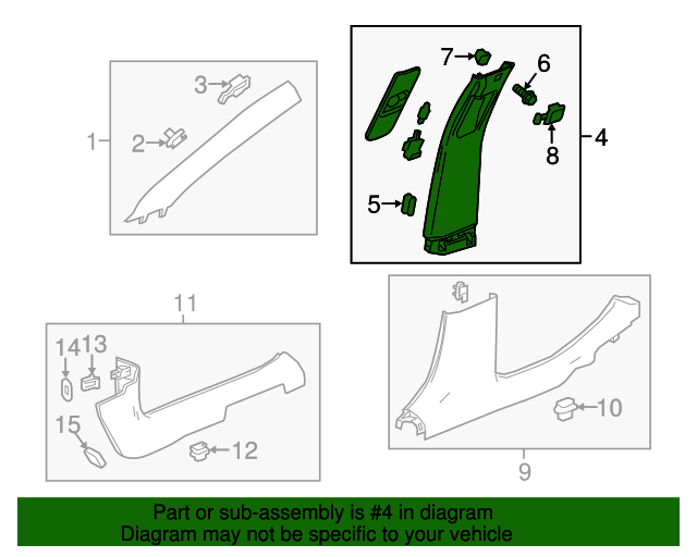 84089818 GM Dark Titanium Driver Side Center Pillar Upper Trim Panel ...