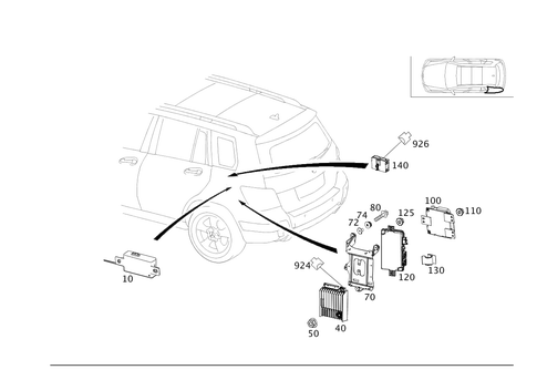 Control Units and Relays in Trunk for 2010 Mercedes-Benz GLK 350 ...