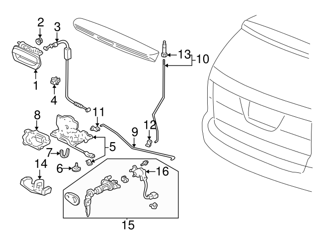 1999-2008 Honda Striker Assembly, Tailgate 74813-S05-003 | Cheaper ...