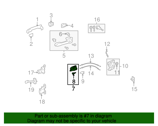 2009-2013 Toyota Handle, Inside 69206-02170-B2 | Toyota Parts Express