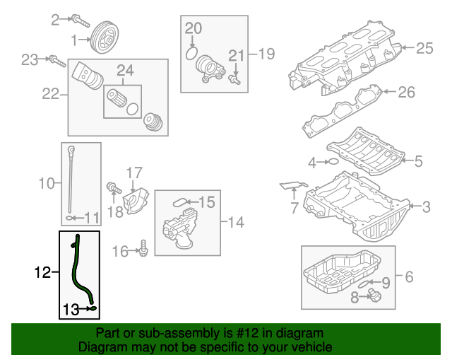 26612-3C701 - Engine Oil Dipstick Tube 2015-2016 Hyundai Genesis Coupe ...