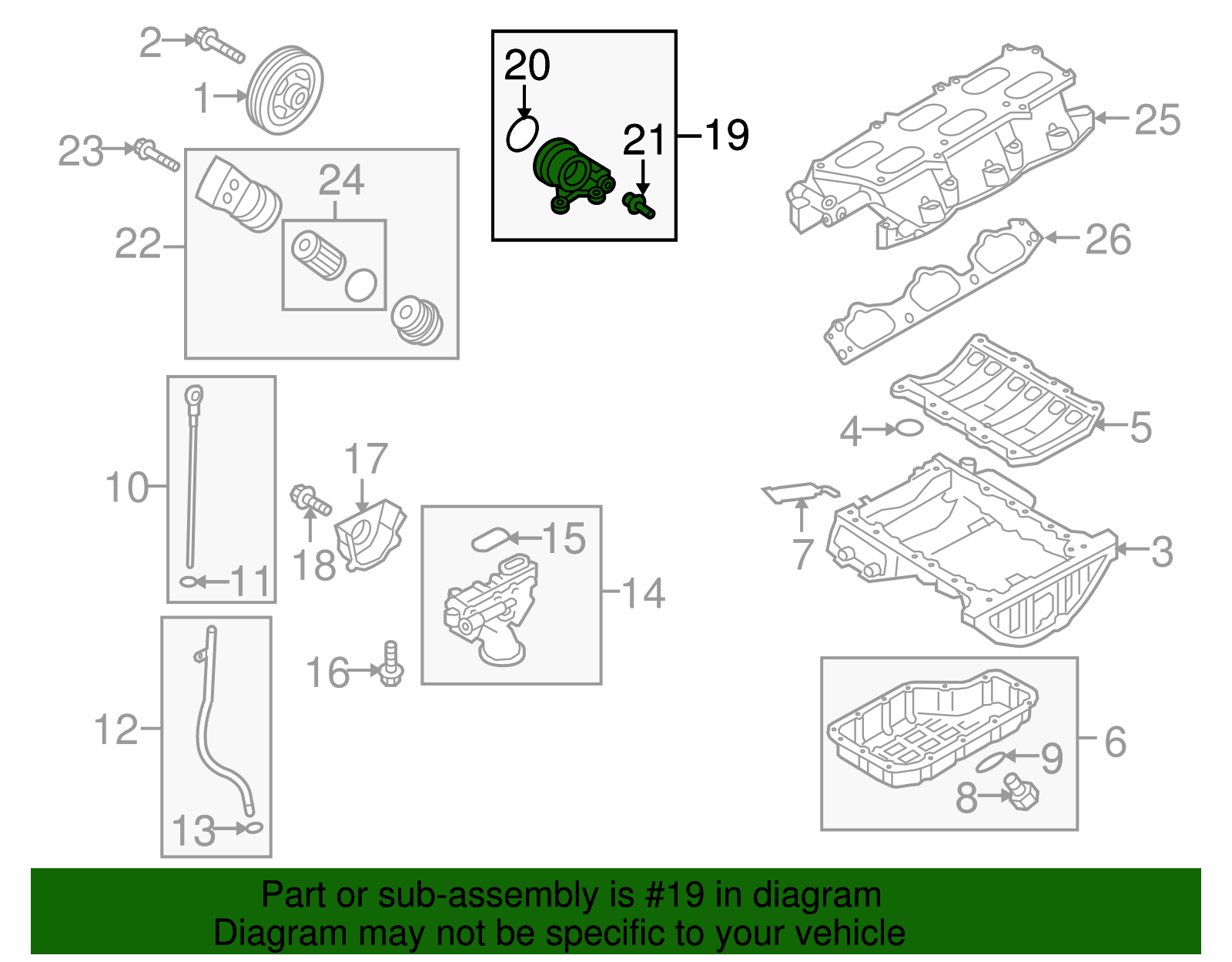 Hyundai - 21160-3C700 - Oil Filter Housing - 2010-2015 Hyundai Genesis ...