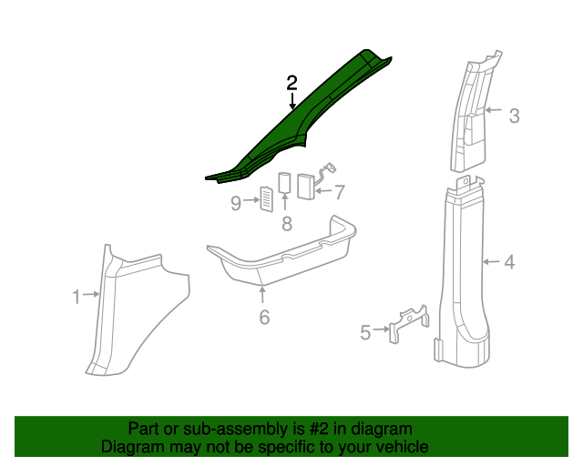 2016-2024 GM Windshield Pillar Trim 84937097 GM | GMPartsDirect.com