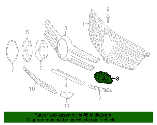 292-885-32-22-28 - Outer Grille - 2016-2019 Mercedes-Benz ...