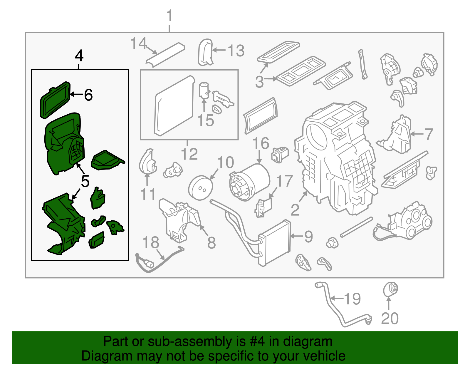 2012-2019 Nissan HVAC Air Inlet Housing (Front, Lower) 27886-1HS0B ...