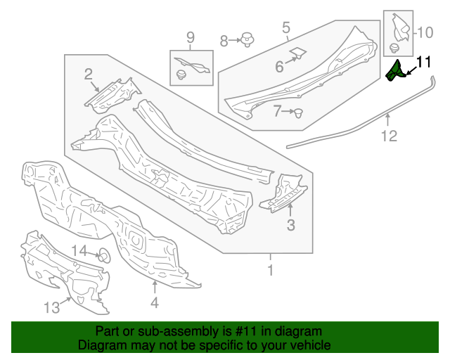 2013-2020 Subaru BRZ Cowl Grille Panel 91461CA010 | Subaru Parts Plus