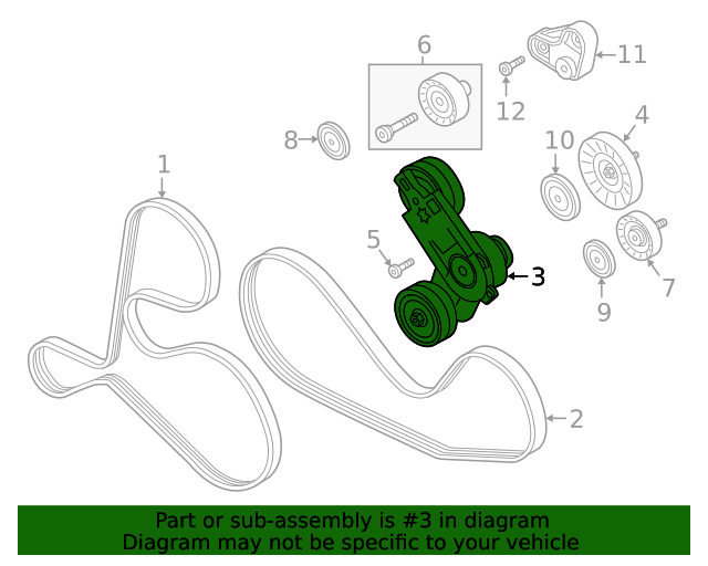 2019-2024 Audi Accessory Drive Belt Tensioner Assembly 06M-903-133-AC ...
