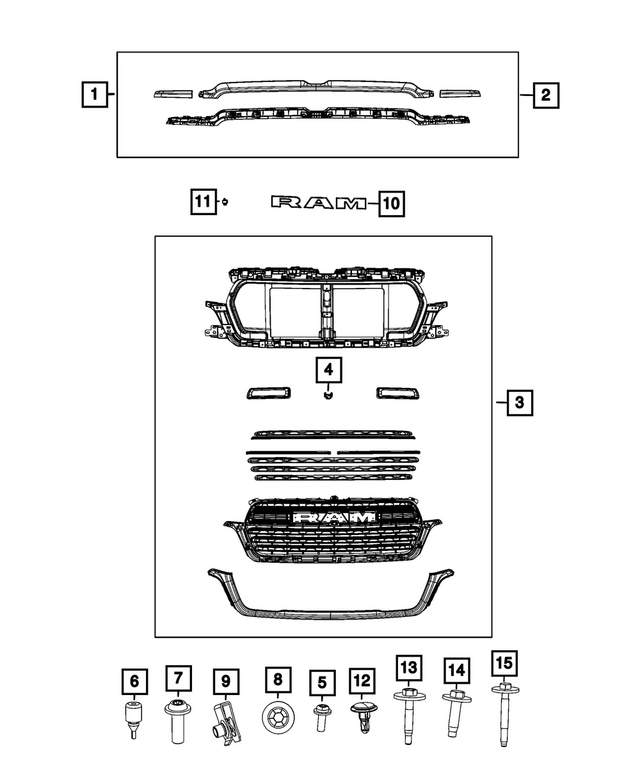 2025 Ram 1500 Complete Grille Kit 68668826AA | My Mopar Parts