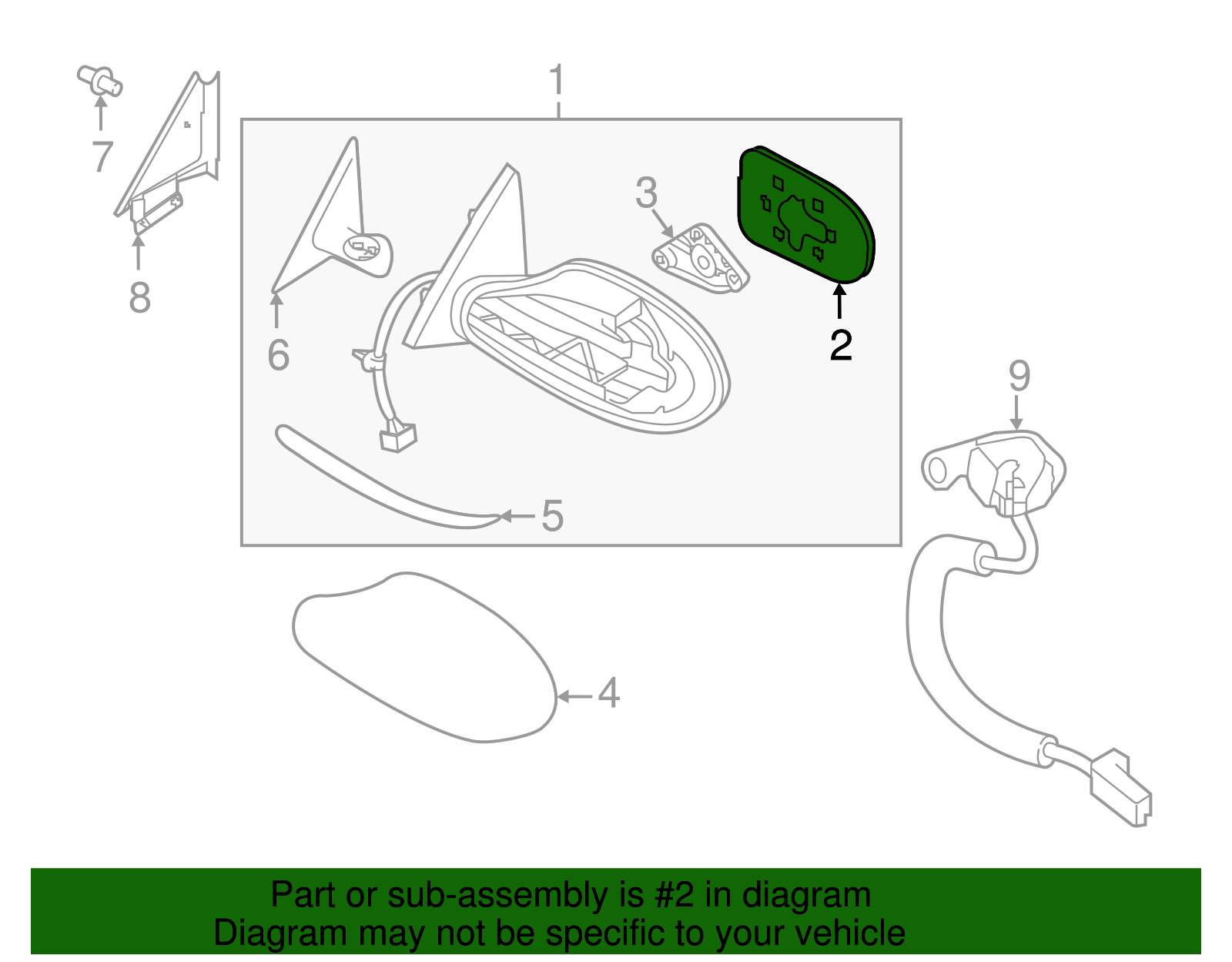 2013-2019 Nissan Mirror Glass 96365-3TH3A | Nissan Parts Central