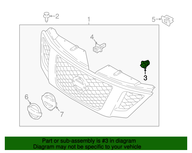 2009-2023 Nissan Grille Assembly Retainer 76882-WD400 | Nissan Parts Store