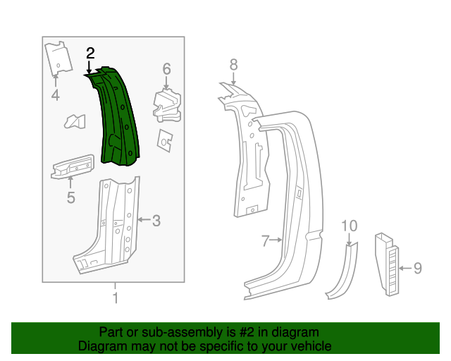 2005-2015 Toyota Tacoma Lock Pillar Reinforced 61525-04030 | Toyota ...