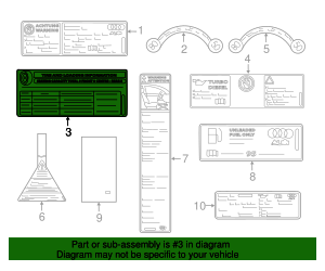 4H0-010-502-PF - Tire Information Label 2013-2014 Audi A8 Quattro ...