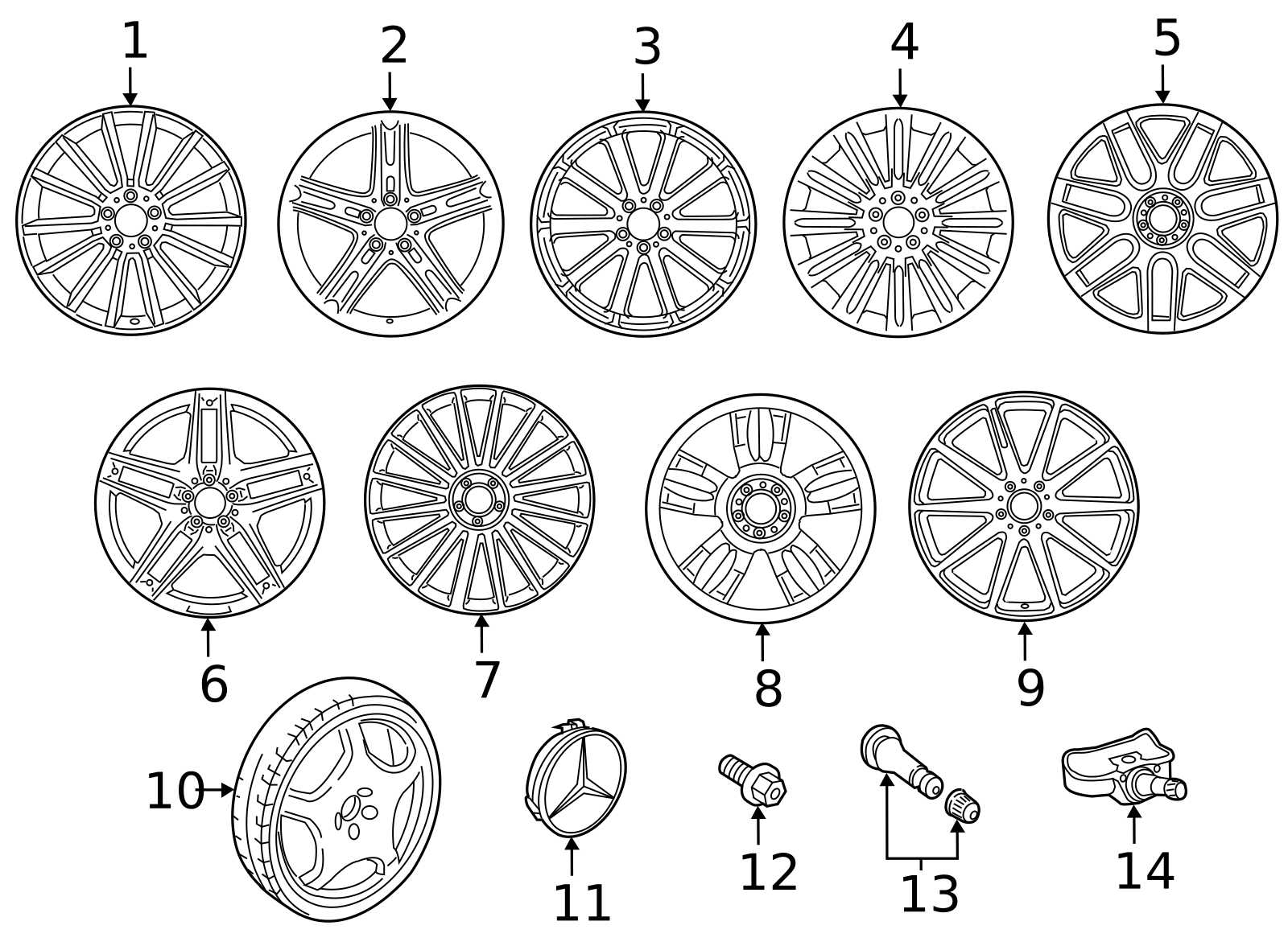 Wheel AMG 5-Spoke 50.8 Cm (20 Inch) 222-401-13-00-7X21 | Benz Parts Online