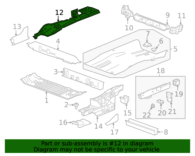 2018-2020 GM Passenger Side Rear Compartment Panel Longitudinal Rail ...