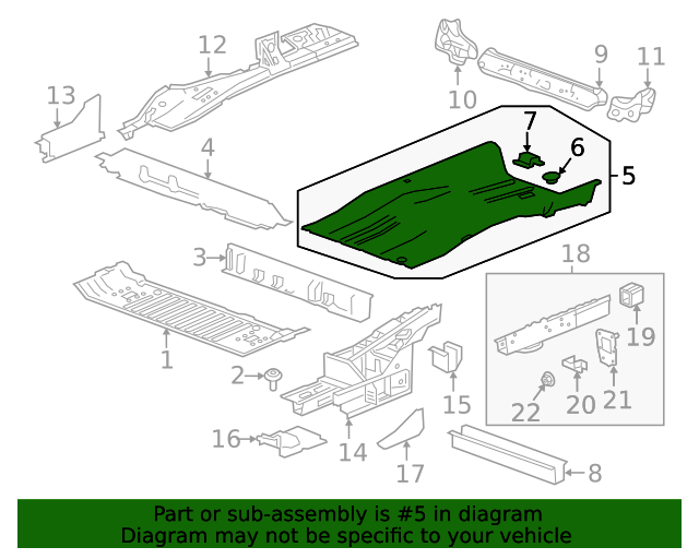 2018-2024 GM Rear Floor Rear Panel 84250859 GM | GMPartsDirect.com
