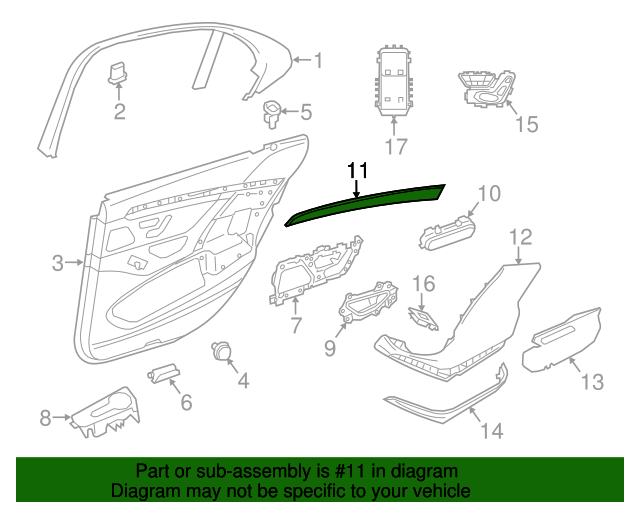 222-730-00-80 - Upper Molding 2014-2017 Mercedes-Benz | Mercedes-Benz ...