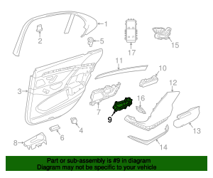 222-760-06-61-9051 - Interior Door Handle 2014-2020 Mercedes-Benz ...
