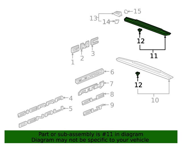 2019-2023 GM Black Pickup Box Tailgate Molding 84608904 GM ...