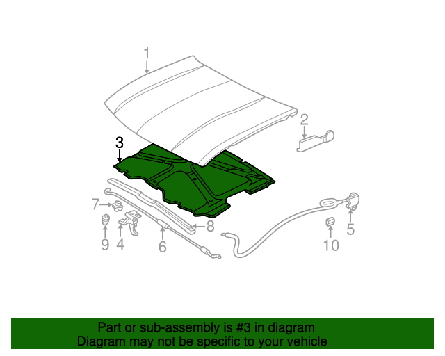 2002-2009 GM Hood Insulator with Seal and Studs 15237896 GM ...