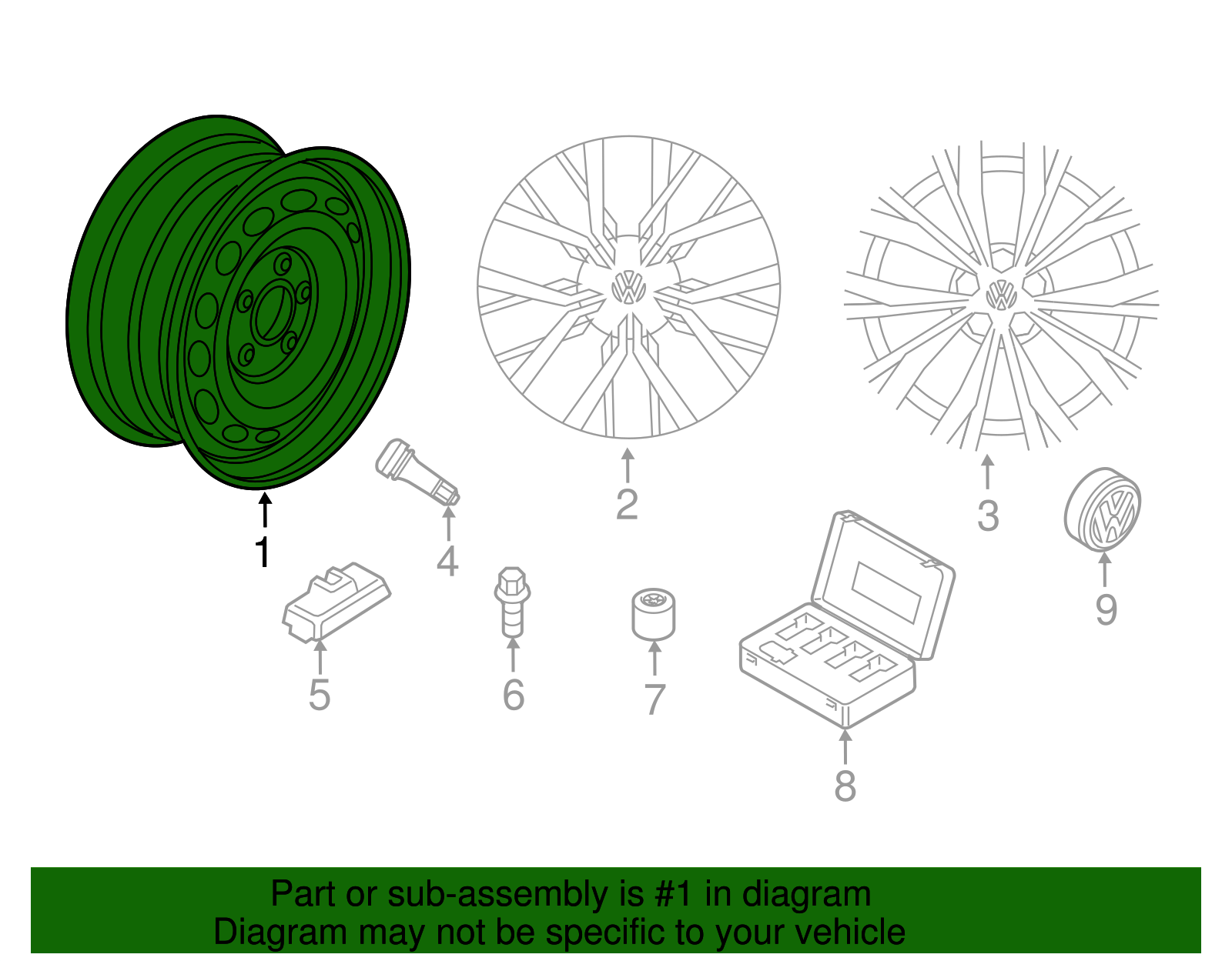 5QF-601-011-C - 2018-2024 Volkswagen Tiguan - Wheel, Spare | World VW Parts