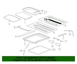 2009-2014 Cadillac CTS Sunroof Sunshade Fabric Retainer 20814549 GM ...