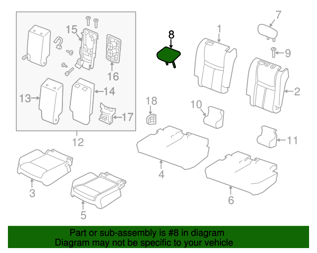 2017-2020 Nissan Rogue Headrest, Center 86460-6FV1A | OEM Parts Online