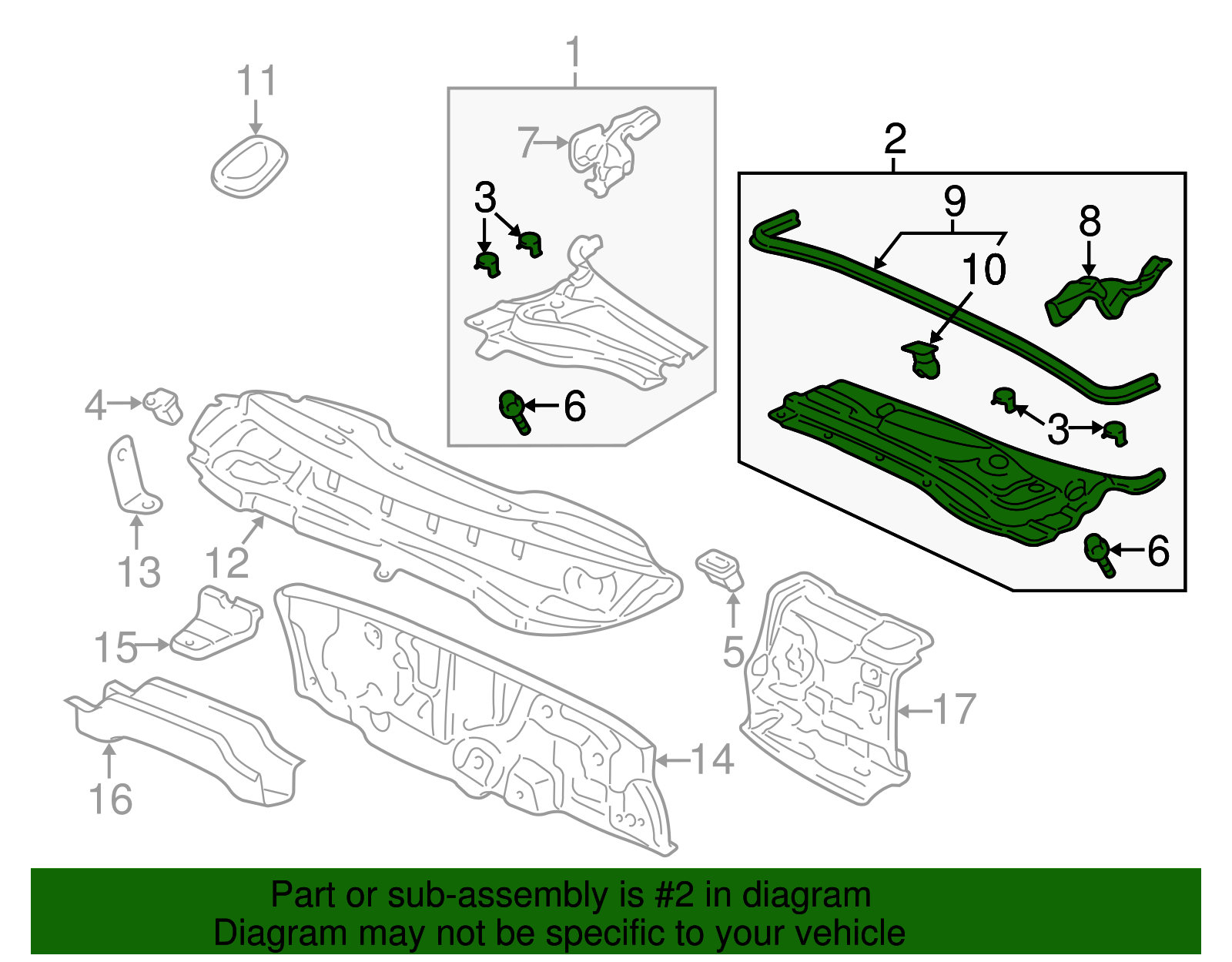 74210-S9V-A00 - 2003-2008 Honda Pilot - Cowl Top Assembly L Front Side ...