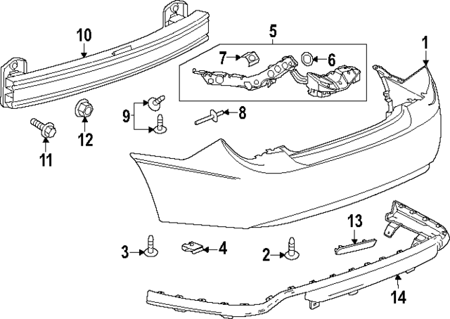 42537995 - Rear Bumper Cover 2017-2020 Chevrolet Sonic | Chevrolet ...