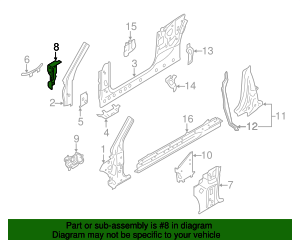 2010-2017 Audi Upper Pillar Reinforced 8F0-809-203-B | Genuine Audi Parts