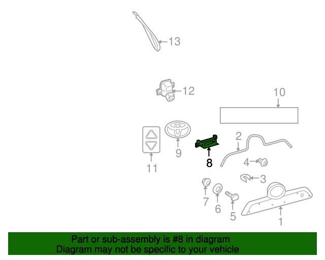 76812-35020 - Garnish, Back Door, Outside No. 2 - 2010-2022 Toyota ...