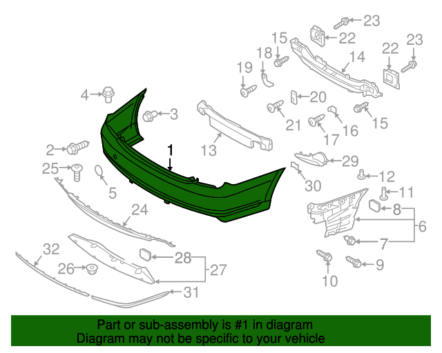 2017-2019 Genesis G90 Cover Rear Bumper 86640-D2000 | QuirkParts