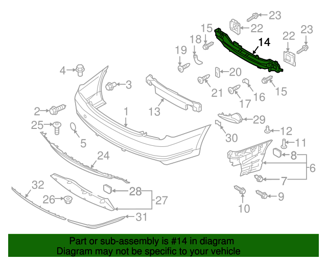 2017-2019 Genesis G90 Beam Rear Bumper 86631-D2000 | QuirkParts