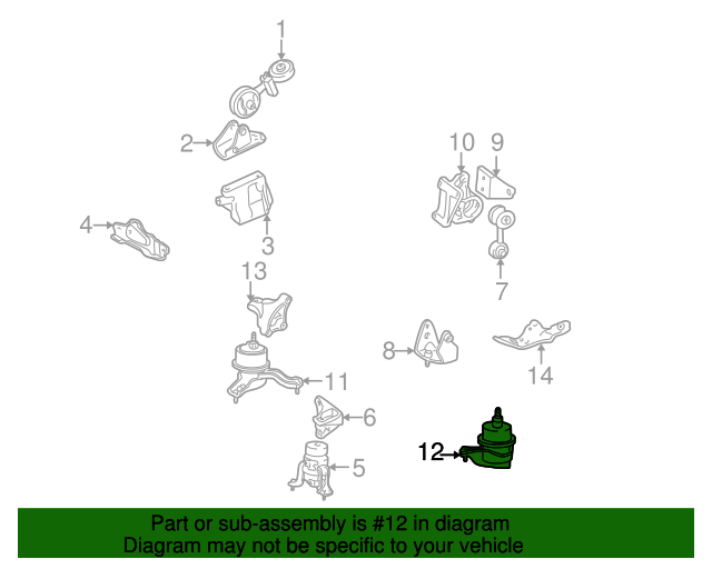 2001-2008 Toyota Engine Mount (Left) 12372-0H020 | Toyota Parts Center