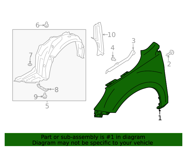 2020-2022 Subaru Outback Fender 57120AN02A9P | SubaruOnlineParts.com
