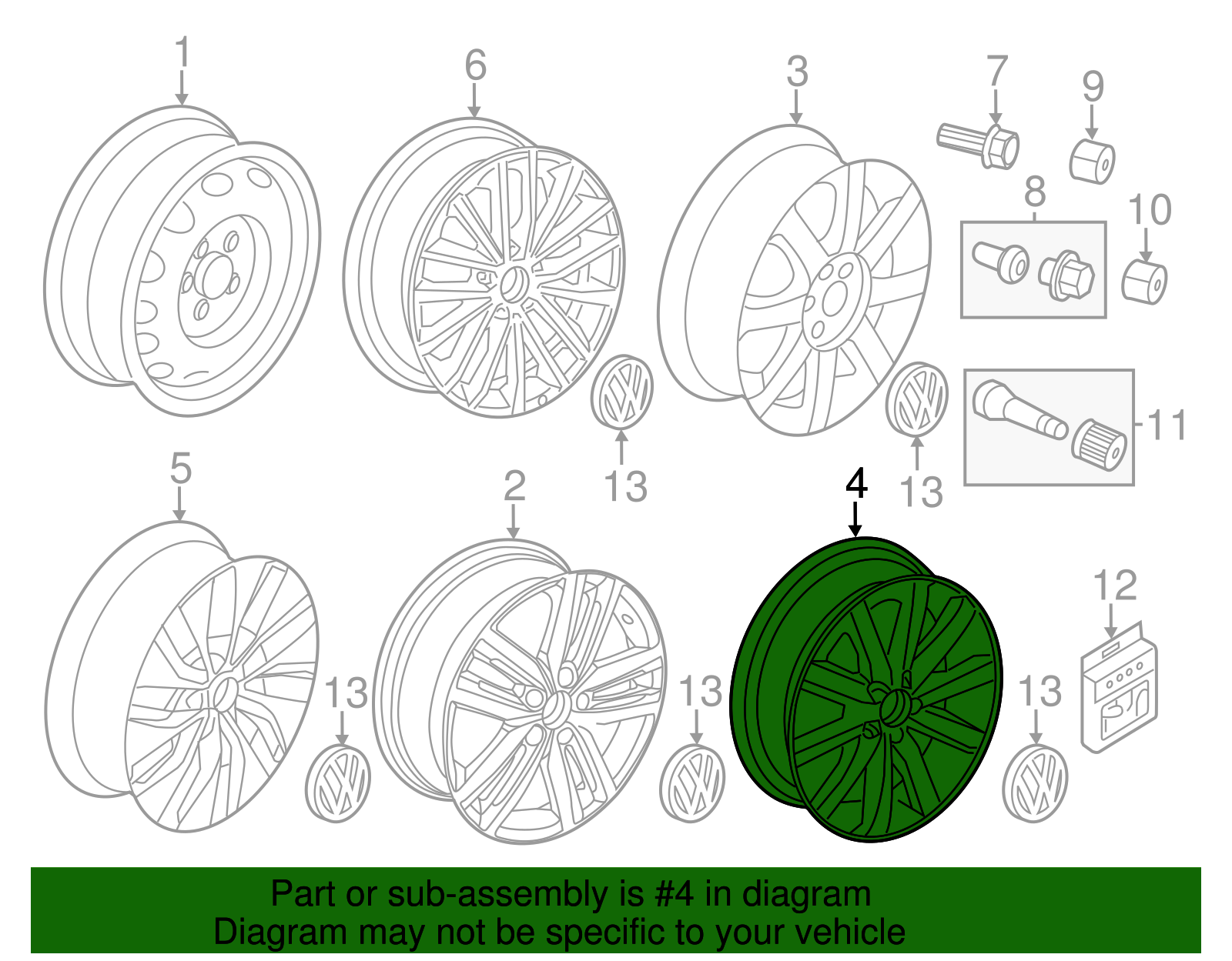2010-2016 Volkswagen Wheel, Alloy 5K0-601-025-AD-88Z | Retail ...