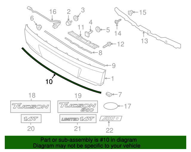 Genuine Lower Molding for 2016-2018 Hyundai Tucson | Part# 87373-D3000 ...