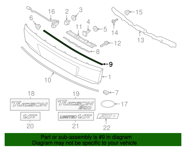 2016-2018 Hyundai Tucson Seal Strip 87315-D3000 | OEM Parts Online