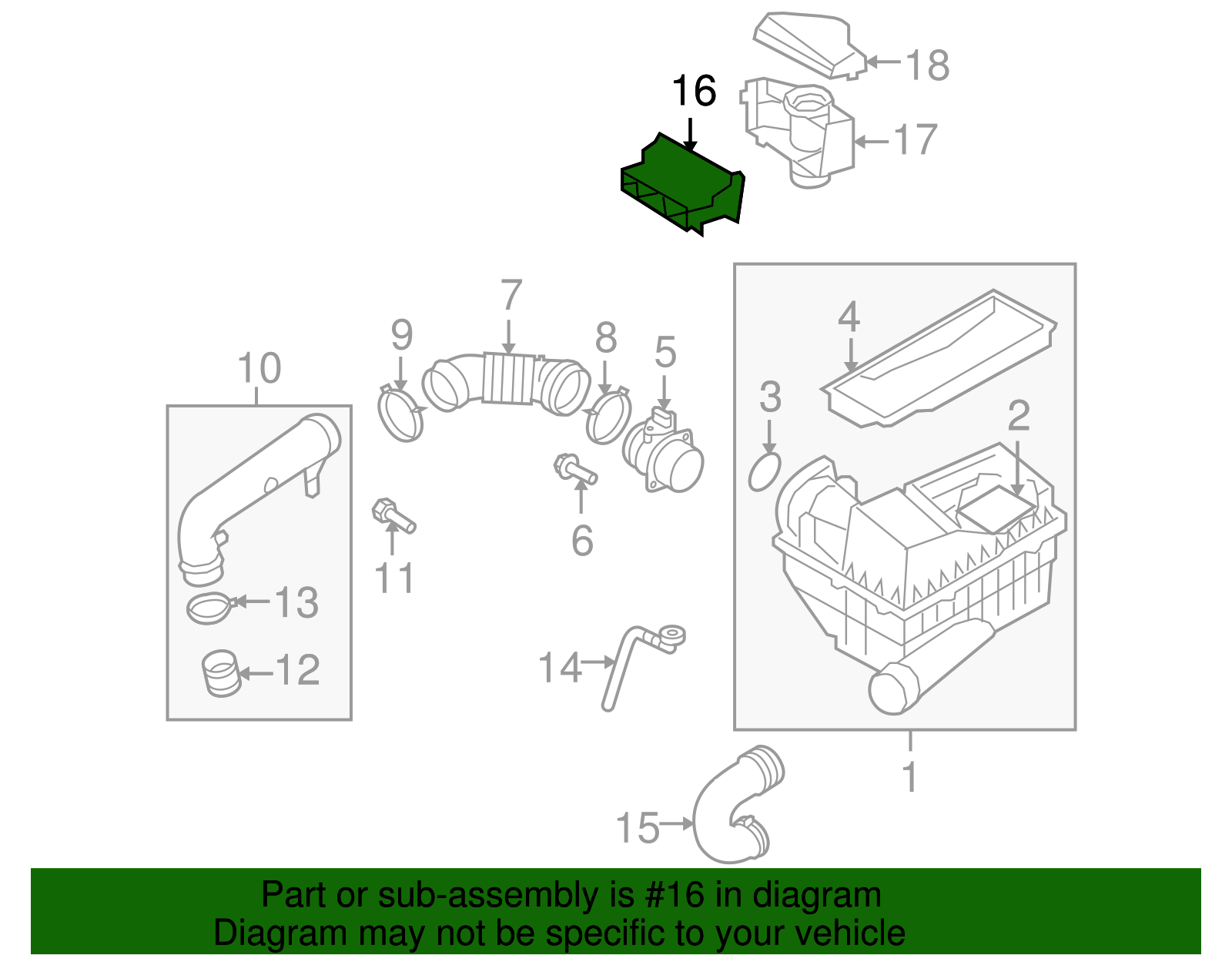 1K0-805-971-C-9B9 - Engine Air Intake Hose 2005-2018 Volkswagen ...