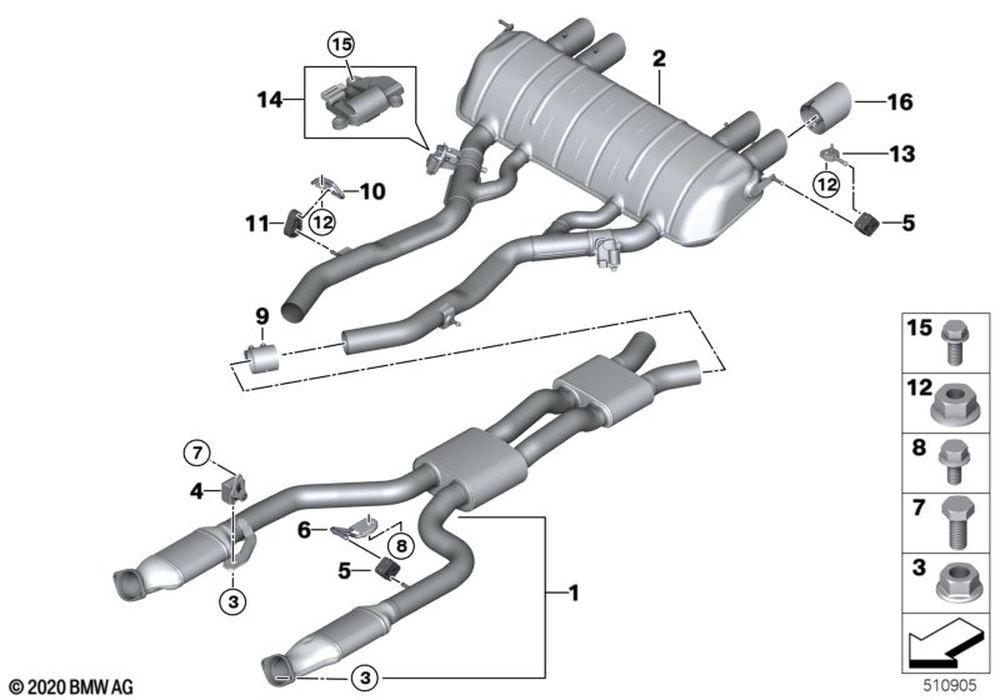 2019-2025 BMW Rear Muffler With Exhaust Flap 18309503715 | Retail ...
