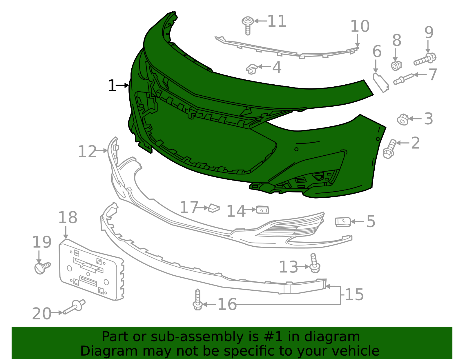 2019-2025 Chevrolet Malibu Front Bumper Upper Fascia 84543709 GM ...