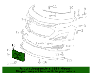 2019-2025 Chevrolet Malibu Front License Plate Bracket 84524301 GM ...