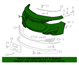 84543709 - Front Bumper Upper Fascia 2019-2025 Chevrolet Malibu ...