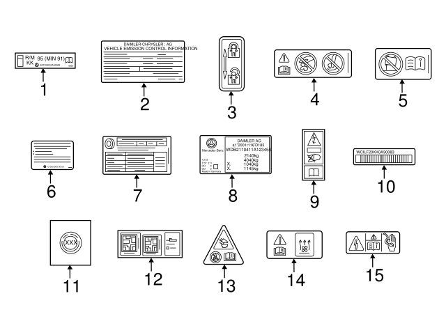 2016-2019 Mercedes-Benz Tire Information Label 117-584-30-03 ...