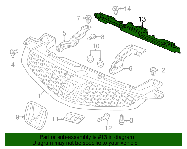 71103-TR7-A00 - Duct, Front Bumper (Upper) - 2012-2013 Honda Civic ...