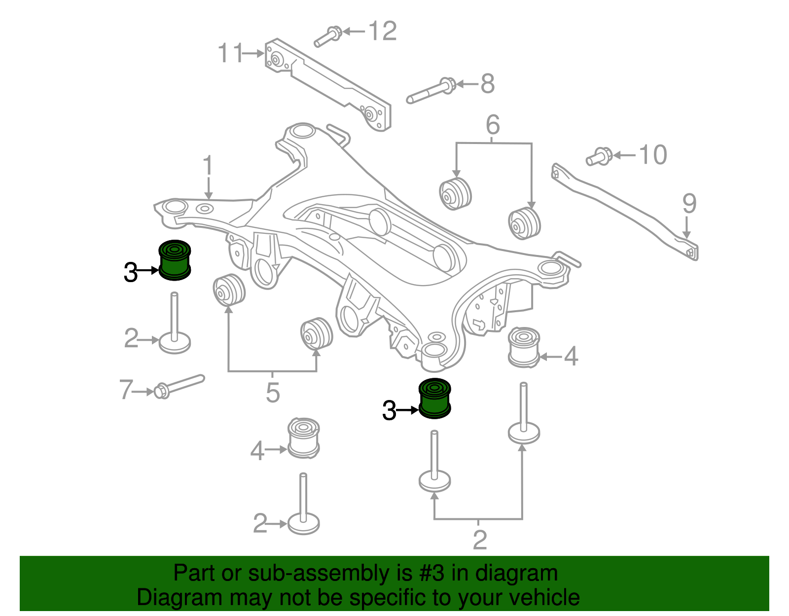 2010-2019 Land Rover Suspension Cross-Member Front Bushing LR001118 ...