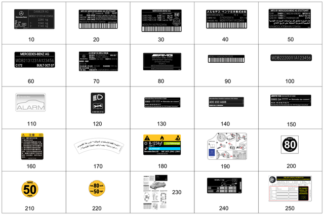 264-221-09-00 - Information Label 2019-2021 Mercedes-Benz C300 ...