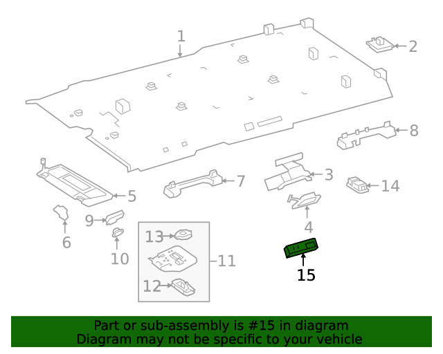 000-906-16-06-9051 - Reading Lmp Assembly 2019-2023 Mercedes-Benz ...