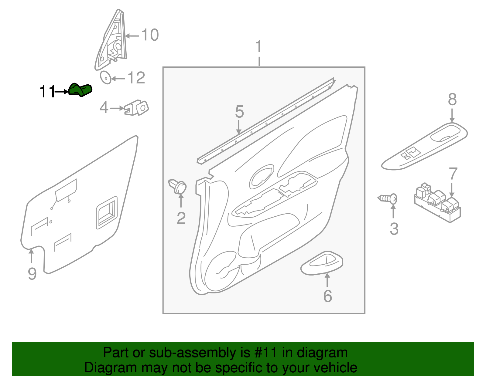 2012-2019 Nissan Lever Mirror Control (Left) 963B5-1HK0A | Nissan Parts ...